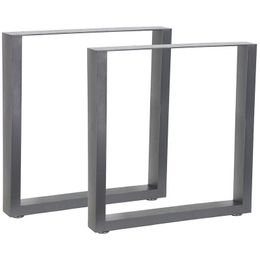 2x Tischkufen 70x72 cm Tischuntergestell Stahl Tischbeine Grau Tischfuß - Melko