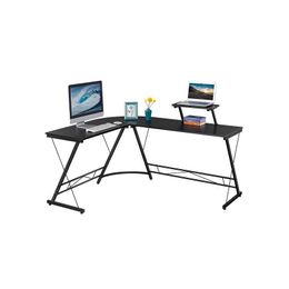 Yaheetech - Computertisch L-förmiger Schreibtisch mit Holz-Monitorständer Eckschreibtisch Arbeitstisch pc Gaming-Schreibtisch mit Gestell, 162,5 x