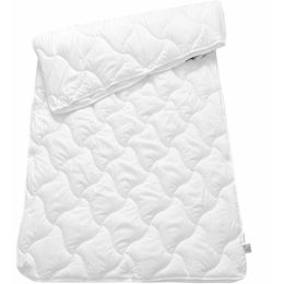 Schiesser Bettdecken Set Lykke in 155x220 cm verwandelt eine leichte Sommerdecke und eine etwas dickere Mid-Season-Decke in eine kuschelige Winterdecke, weiß