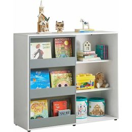 sobuy KMB33-W Kinder Bücherregal Kinderregal mit Schiebetür Spielzeugregal Aufbewahrungsregal für Kinder Spielzeug-Organizer Schrank Sideboard bht ca.: