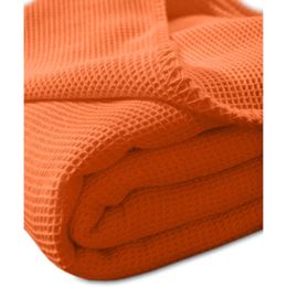 Wäschefabrik Kneer E.k. - Kneer la Diva Pique Decke Qualität 91 Farbe orange Größe 240x220 cm Kuscheldecke