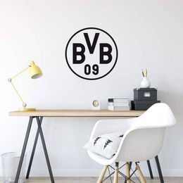 Fußball Wandtattoo Borussia Dortmund BVB 09 Logo Kinderzimmer Aufkleber Wandbild selbstklebend 40x40cm - schwarz