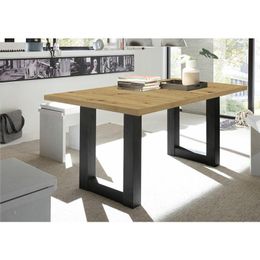 58 aufm Kessel Esstisch ausziehbar Eila 7 160 x 90 x 75 Esszimmertisch Schwarzstahl/Asteiche 13364-160