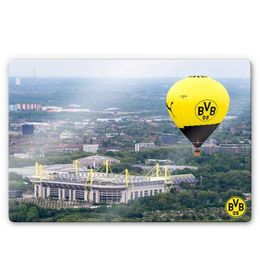 Glasbild modern Fußball Wandbild Verein BVB Heißluftballon 80x60cm Glas Wandposter - bunt