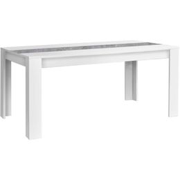 Esstisch Weiß Weiß Esszimmertisch Modern - 160x74,7x90 cm (BxHxT) - Tisch Küchentisch Speisetisch - [Lucienne.two] Esszimmer Küche Wohnzimmer