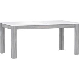 Esstisch Nordisch Eiche grau und Weiß Hochglanz Nordisch Eiche grau und Weiß Hochglanz Ausziehbar Skandi Modern - 160x72,7x90 cm (BxHxT) - Tisch