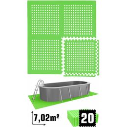 Eyepower 7 m² Poolunterlage - 20 eva Matten 62x62 - Unterlegmatten Set - Pool Unterlage - grün