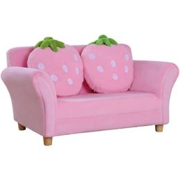 HOMCOM - Kindersofa Kindersessel Sofa Couch Kinder Stuhl Kinderzimmer Softsofa Doppelsofa Einzelsofa(Erdbeersofa) - Rosa