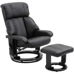 HOMCOM Relaxliege mit Liegefunktion Massagesessel Fernsehsessel Liegesessel Ergonomischer Stuhl Sessel mit Hocker Massage Schwarz 76 x 80 x 102 cm - Schwarz