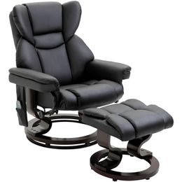 Relaxsessel mit Massagefunktion Fußhocker Massagesessel Sessel mit Liegefunktion Kunstleder Schwarz 79 x 82 x 101 cm - Schwarz - HOMCOM