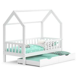 Kinderbett Wiki 80x160cm Weiß mit Gästebett und Rausfallschutz Vitalispa
