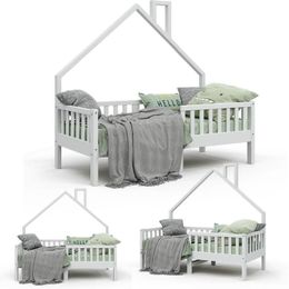 Kinderbett "Noemi" 160x80cm Weiß mit Rausfallschutz Vitalispa