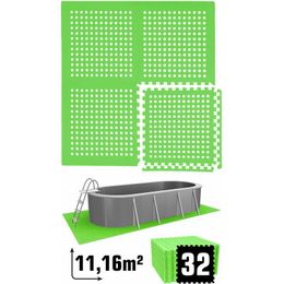 Eyepower 11,2 m² Poolunterlage - 32 eva Matten 62x62 - Unterlegmatten Set Pool Unterlage - grün