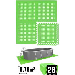 Eyepower 9,8 m² Poolunterlage - 28 eva Matten 62x62 - Unterlegmatten Set - Pool Unterlage - grün