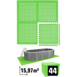 Eyepower 16 m² Poolunterlage - 44 EVA Matten 62x62 - Unterlegmatten Set - Pool Unterlage - grün