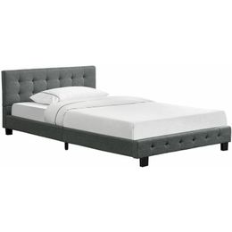Polsterbett Manresa in Grau - Bett mit Lattenrost und Kopfteil - Zeitloses modernes Design mit Stoff Bezug und Steppung - 120 x 200 cm - Juskys