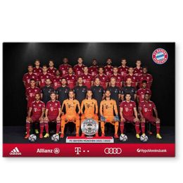 FC Bayern München Fc Bayern München - Glasbild modern Fußball Verein Mannschaftsfoto 60x40cm Glas Wandposter - schwarz