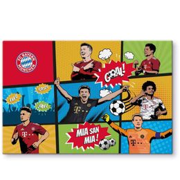 FC Bayern München Fc Bayern München - Glasbild modern Fußball Verein Pop Art Comic 60x40cm Glas Wandposter - bunt
