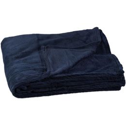 Kuschelfleecedecke extragroß aus Polyester, Fleece, bei 30°C waschbar, hbt: 1 x 200 x 220 cm, dunkelblau - Relaxdays