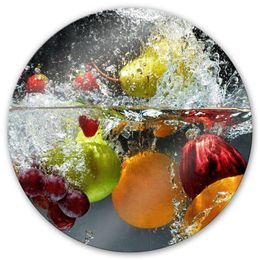 K&L WALL ART Bedrucktes Sicherheitsglas Wandbild Rund Glasbild Erfrischendes Obst Früchte Küche ø 50cm - bunt
