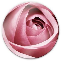 K&L WALL ART Bedrucktes Sicherheitsglas Wandbild Rund Glasbild Blumen Mädchen rosa Rose ø 70cm - pink