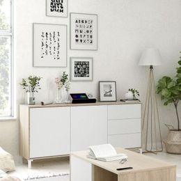 Dmora - Highboard Concord, Modernes Sideboard mit 2 Türen und 3 Schubladen, Buffet im Wohnzimmer, Fernsehschrank, Sideboard für Wohnzimmer, cm