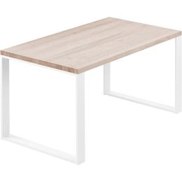 Esstisch Küchentisch Schreibtisch Couchtisch aus Massivholz, 120x60x76 cm (AxBxH), Modern, Roh / Weiss, LCG-01-A-001-9016M - Lamo Manufaktur