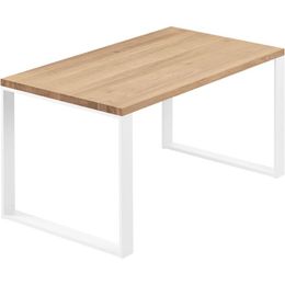 Esstisch Küchentisch Schreibtisch Couchtisch aus Massivholz, 120x60x76 cm (AxBxH), Modern, Natur / Weiss, LCG-01-A-002-9016M - Lamo Manufaktur