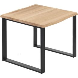 Lamo Manufaktur - Esstisch Küchentisch Schreibtisch Couchtisch aus Massivholz, mit Baumkante 60x60x76 cm (AxBxH), Modern, Natur / Schwarz,