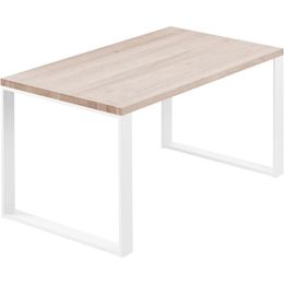 Lamo Manufaktur - Esstisch Küchentisch Schreibtisch Couchtisch aus Massivholz, 100x80x76 cm (AxBxH), Modern, Roh / Weiss, LUG-01-A-001-9016M