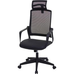 Bürostuhl HHG 064, Drehstuhl Schreibtischstuhl, ergonomisch Kopfstütze, Kunstleder schwarz - black