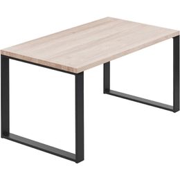 Esstisch Küchentisch Schreibtisch Couchtisch aus Massivholz, 140x60x76 cm (AxBxH), Modern, Roh / Schwarz, LNG-01-A-001-9005M - Lamo Manufaktur
