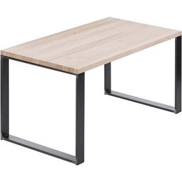 Esstisch Küchentisch Schreibtisch Couchtisch aus Massivholz, 140x60x76 cm (AxBxH), Modern, Roh / Rohstahl mit Klarlack, LNG-01-A-001-0000M - Lamo