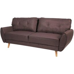 3er-Sofa HHG-474, Couch Klappsofa Lounge-Sofa, Schlaffunktion Stoff/Textil braun - brown