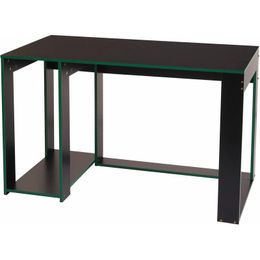 Schreibtisch HHG 834, Computertisch Bürotisch, 120x60x76cm schwarz-grün - black