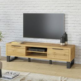 Lomadox - Wohnzimmer tv Lowboard in Wotan Eiche Nb. HENDERSON-83, b/h/t ca. 180/50/50 cm - braun