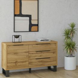 Lomadox Wohn-/Esszimmer Sideboard in Wotan Eiche Nb. HENDERSON-83, b/h/t ca. 144/83/45 cm - braun