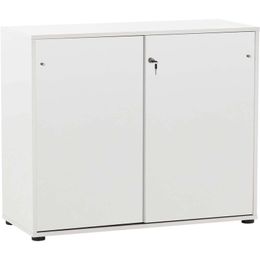 Lomadox - Aktenschrank Schiebetüren Büro abschließbar BRAGA-80 in weiß, b/h/t: ca. 100,1/83,6/41 cm - weiß