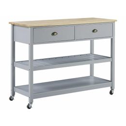 Beliani Servierwagen Grau mdf Platte Gummibaumholz Kiefernholz 91 x 120 x 48 cm Landhausstil Modern Elegant Groß Viel Stauraum Wohnzimmer - Heller Holzfarbton