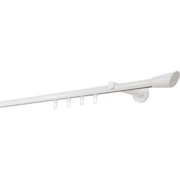 ONDECO - Gardinenstange auf Maß Innenlauf 20mm Rag 1-lauf Vorhangstange Wandträger 12cm Stilgarnitur Gleiter für Vorhänge - Weiß - 260cm