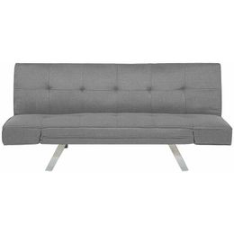 Beliani - Sofa Grau Polsterbezug 3-Sitzer Schlaffunktion Minimalistisch Modern Wohnzimmer - Silber