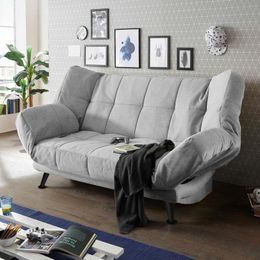 Lomadox - Schlafsofa mit Bettkasten in 208x134 cm INSUL-09, in der Farbe stone - grau