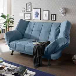 Lomadox - Schlafsofa mit Bettkasten in 208x134 cm INSUL-09, in der Farbe denim - blau