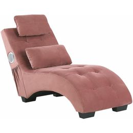 Beliani Chaiselongue Rosa Samtstoff Bluetooth Lautsprecher usb Port Modernes Design Glamouröser Edler Stil Relaxliege für Wohnzimmer - Schwarz