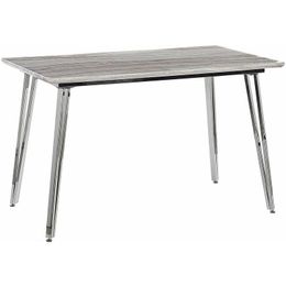 Beliani Esstisch Rechteckige Tischplatte in Marmor Optik 120 x 70 cm Eisenbeine in Silber mit Schutzkappen Modern Esszimmer Küche - Silber