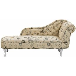 Beliani - Chaiselongue Nimes Druckstoff Rechtsseitig Holz Chesterfield Style