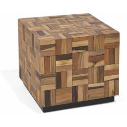 Beliani - Couchtisch Braun 45 x 45 cm Teakholz Lackiert Teakholzstücken Mosaik Würfel Quadratisch Modern - Dunkler Holzfarbton