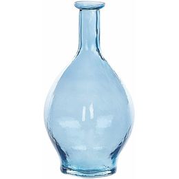 Beliani Dekovase Hellblau / Transparent 28 cm aus Glas mit glänzender Oberfläche Wohnartikel Wohnung Zubehör Dekogefäß Rund Modern Glamourös - Blau