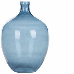 Beliani Dekovase Blau / Transparent 39 cm aus Glas mit glänzender Oberfläche Wohnartikel Wohnung Zubehör Dekogefäß Rund Moderner Glamouröser Stil - Blau