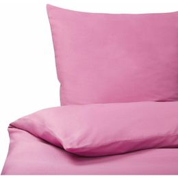 Beliani Bettwäsche Set Rosa einfarbig Baumwolle 3-teilig Komfortgröße für Doppelbett 220x240 cm 2 Kopfkissenbezüge und Deckenbezug mit Knopfverschluss - Rosa